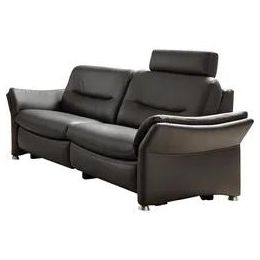 2,5-Sitzer Hukla "Ledersofa, Breite 194 cm" Sofas Gr. B/H/T: 194cm x 91cm x 92cm, Leder, Kopfstütze rechts-WallAway-Funktion rechts, schwarz (torro anthrazit) aus Leder, optional Kopfstütze u. WallAway-Funktion