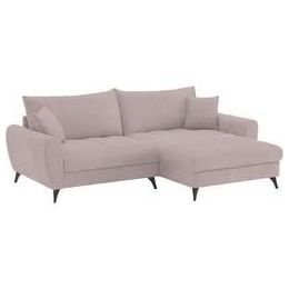 Ecksofa Home Affaire "Blackburn II, L-Form" Sofas Gr. B/H/T: 246cm x 71cm x 170cm, Cord, Recamiere rechts, rosa (stripes 8626 flamingo) Mit Kaltschaumpolsterung bis 140 kg belastbar