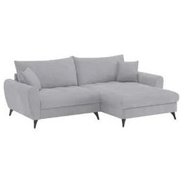 Ecksofa Home Affaire "Blackburn II, L-Form" Sofas Gr. B/H/T: 246cm x 71cm x 170cm, Cord, Recamiere rechts, grau (stripes 8637 warm grey) Mit Kaltschaumpolsterung bis 140 kg belastbar