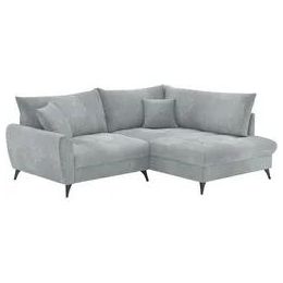 Ecksofa Home Affaire "Blackburn II, L-Form" Sofas Gr. B/H/T: 230cm x 71cm x 190cm, Veloursstoff, Ottomane rechts, silberfarben (dolce 14 silver) Mit Kaltschaumpolsterung bis 140 kg belastbar