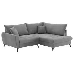 Ecksofa Home Affaire "Blackburn II, L-Form" Sofas Gr. B/H/T: 230cm x 71cm x 190cm, Microfaser 1, Ottomane rechts, grau (memphis 20 stone) Mit Kaltschaumpolsterung bis 140 kg belastbar