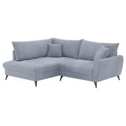 Ecksofa Home Affaire "Blackburn II, L-Form" Sofas Gr. B/H/T: 230cm x 71cm x 190cm, Microfaser 1, Ottomane links, blau (memphis 1676 blue grey) Mit Kaltschaumpolsterung bis 140 kg belastbar