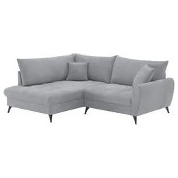 Ecksofa Home Affaire "Blackburn II, L-Form" Sofas Gr. B/H/T: 230cm x 71cm x 190cm, Microfaser 1, Ottomane links, grau (memphis 45 grau) Mit Kaltschaumpolsterung bis 140 kg belastbar