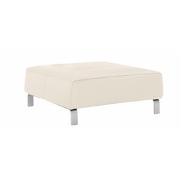 Hocker Calia italia "Simon", beige (bianco latte), B:97cm H:40cm T:97cm, Leder SORRENTO, pigmentiertes Glattleder;Leder BULL, pigmentiertes Dickleder, Hocker, Polsterhocker