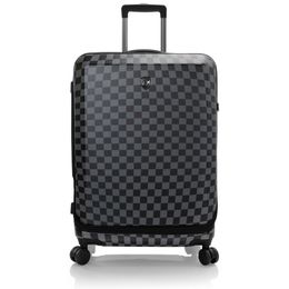 Hartschalen-Trolley Heys "EZ Fashion Print, 66 cm" Gr. B/H/T: 46 cm x 66 cm x 29 cm 82 l, schwarz (kariert) Koffer Reisegepäck, Aufgabegepäck, groß, TSA Zahlenschloss