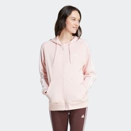 Kapuzensweatjacke adidas Sportswear "ESSENTIALS 3STREIFEN FRENCH TERRY REGULAR KAPUZENJACKE" Gr. M, pink (sandy pink) Damen Sweatjacken