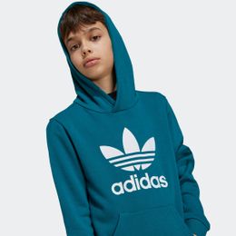 Kapuzensweatshirt adidas originals "TREFOIL HOODIE" Gr. 134, grün (legacy teal) Kinder Sweatshirts