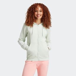 Kapuzensweatshirt adidas Sportswear "ESSENTIALS 3STREIFEN KAPUZENJACKE" Gr. L, grün (linen green) Damen Sweatshirts