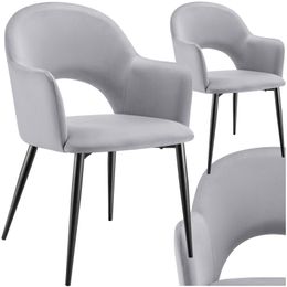 TecTake&reg; Armlehnstuhl, in Samtoptik, gepolstert, pulverbeschichtete Stahlbeine, 57 x 61,5 x 87,5 cm