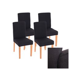 MCW 4er-Set Esszimmerstuhl Stuhl K&uuml;chenstuhl Littau ~ Textil, schwarz, helle Beine