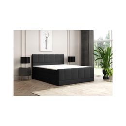 M-Punkt GmbH Boxspringbett IBIZA mit Bettkasten 180 x 200 cm Webstoff Schwarz - versch. Ausf&uuml;hrungen