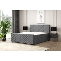 M-Punkt GmbH Boxspringbett GENF Fu&szlig;teil mit Bettkasten 180 x 200 cm Anthrazit - versch. Ausf&uuml;hrungen
