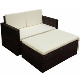 vidaXL - 2-tlg. Garten-Lounge-Set mit Auflagen Poly Rattan Braun