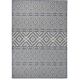 vidaXL - Outdoor-Teppich Flachgewebe 140x200 cm Blau Gestreift