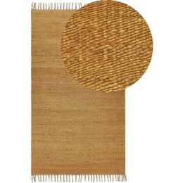 Beliani - Teppich Gelb Jute 80 x 150 cm Rechteckig Läufer mit Fransen Natürlich Handgewebt Farbverlauf Boho Fußbodenheizug Geeignet Wohnzimmer Flur