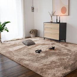 Hochflor Teppich sofi Farbe: Braun, Größe: 200 x 140 cm Teppich Hochflorteppich Flor Wohnzimmer - Home Deluxe