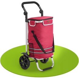 Einkaufstrolley 3in1 mit 2 Rollen für Shopping - 56 l Tasche abnehmbar - Trolley klappbar & modern - Sackkarre Einkaufsroller Rot - Juskys