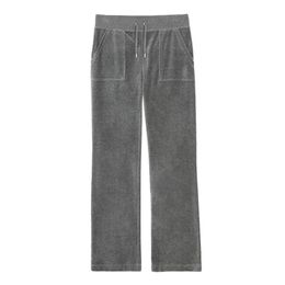 Sweathose Juicy Couture "DEL RAY PANT Damen" Gr. L, EURO-Größen, schwarz (charcoal marl), Damen, 95% POLYESTER 5% ELASTAN, Hosen, Trainingshose Damen, Sweathose, Velour, Jogginghose mit Glitzer, Sale