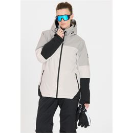 Skijacke WHISTLER "Monteca", Damen, Gr. 44, grau (weiß, grau), 100% Polyester, mehrfarbig, sportlich, normal, hoch geschlossener Ausschnitt, Jacken, mit 10.000 mm Wassersäule