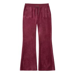 Sweathose Juicy Couture "CAISA PANT Damen", Damen, Gr. M, EURO-Größen, rot (tawny port), 46% BAUMWOLLE 32% VISKOSE 22% POLYESTER, figurbetont, Hosen, Trainingshose Damen, Sweathose, Velour, Jogginghose mit Glitzer, Sale