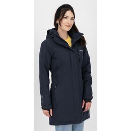 Winterjacke DEPROC Active "MONTREAL LONG WMN", Damen, Gr. 36 (S), blau (navy), 96% Polyester; 4% Elastan, Windstopperbündchen mit Daumenlöchern,mit Schneefang,mit verstellbarem Klettverschluss, Jacken Winterjacke, auch in Großen Größen erhältlich
