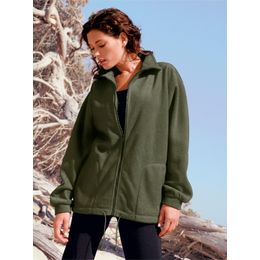 WITT Damen Fleecejacke Kordeldurchzug am Saum, gr&uuml;n, Gr&ouml;&szlig;e 40