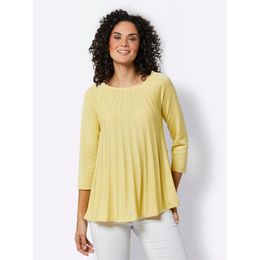 CREATION L PREMIUM Wit Damen 3/4 Arm-Pullover in Plissee-Optik, zitrone, Gr&ouml;&szlig;e 40