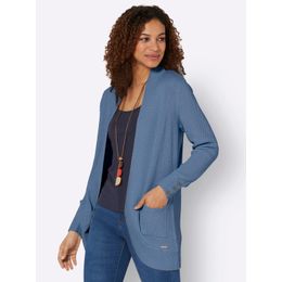 WITT Damen Longstrickjacke mit Struktur-Muster, mittelblau, Gr&ouml;&szlig;e 40
