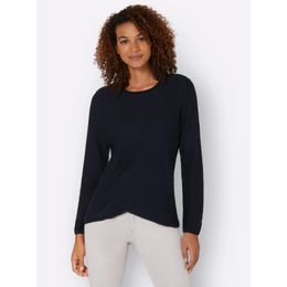 WITT Damen Langarm-Pullover mit asymmetrischem Saum, marine, Gr&ouml;&szlig;e 38