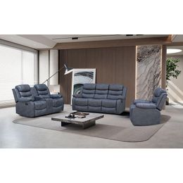 Happy Home Relaxsofa-Set 3tlg. mit 5 Relaxfunktionen dunkelgrau