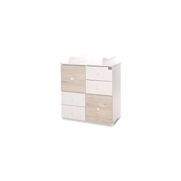 Lorelli Kommode Cupboard 83 x 71 x 96 cm, 4 Schubladen, 2 Türen mit Regalboden grau weiß