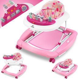 Kidiz® 4in1 Lauflernhilfe Babywalker Spiel- und Lauflernwagen Gehfrei - Schaukelfunktion Babywippe mit Rollen, Licht, Musik ,Spielecenter Esstisch Laufstuhl Laufhilfe babys ab 6 Monaten Klappbar