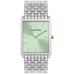 Quarzuhr Jacques Lemans "Nizza" Armbanduhren silberfarben (silberfarben-hellgrün) Damen Armbanduhr, Damenuhr, Edelstahlarmband