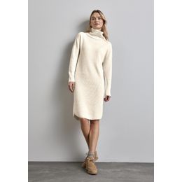 Minikleid Street One Gr. 40, N-Gr, weiß (cream white melange) Damen Kleider mit Rippstruktur