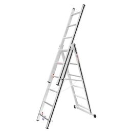 Hymer ALU-PRO Mehrzweckleiter dreiteilig Aluminium, 3x6 Sprossen