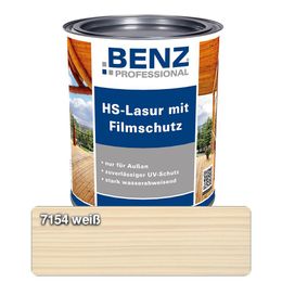 BENZ PROFESSIONAL HS-Lasur mit Filmschutz Holzschutzmittel, 0,75 l, Wei&szlig;