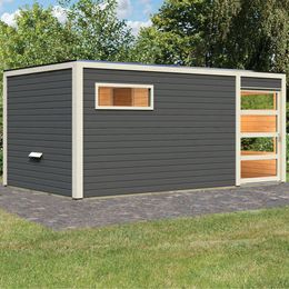 Karibu Saunahaus Hygge Terragrau, ohne Ofen