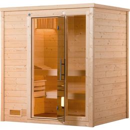 Weka Premium Massivholz Sauna BERGEN Sparset, mit 7,5 kW OS Klassikofen, 198x148 cm,Glast&uuml;r & Fensterelement