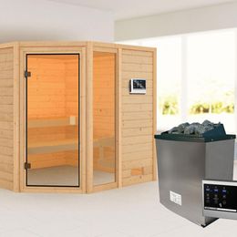 Karibu Woodfeeling Sauna Tabea, 9 kW ext. Steuerung Easy Finnisch, ohne Dachkranz