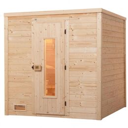 Weka Premium Massivholz Sauna BERGEN Sparset, mit 7,5 kW BioS Ofen, 198x198 cm,Holzt&uuml;r