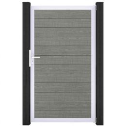 GroJa Einzeltor BasicLine schmal PVC-Steckzaun Grey Ash Cut , Silber EV1