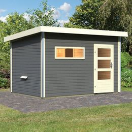 Karibu Saunahaus Skrollan 3 Terragrau, ohne Ofen