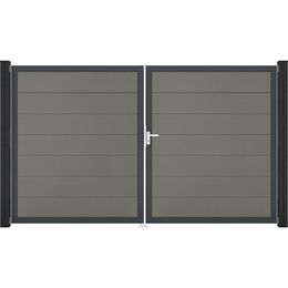 GroJa Doppeltor Solid Grande Steckzaun Grau , DIN Links, Anthrazit DB 703