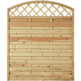 TETZNER & JENTZSCH T&J Sichtschutzzaun Maxi Bogen mit Dekorgitter Sichtschutz Lamellenzaun, 150x180/160 cm