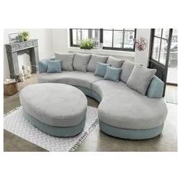 Ecksofa Inosign "Limoncello L-Form" Sofas Gr. B/H/T: 287cm x 76cm x 160cm, Cord, Ottomane rechts, Ottomane rechts, blau (aqua, silber) ergonomische Form