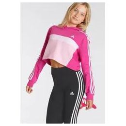 Trainingsanzug Adidas SPORTSWEAR "TIBERIO 3STREIFEN COLORBLOCK KIDS" Gr. 140, rosa (semi lucid fuchsia / white white) Kinder Sportanzüge