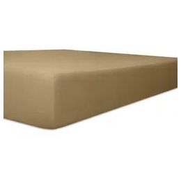 Spannbettlaken kneer "Vario-Stretch-Topper" Laken Gr. B/L: 160cm x 200cm, Jersey-Modal, 160x200cm 4-12cm, braun (toffee) mit Tunnelsaum