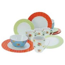 Kombiservice Creatable "Geschirr-Set Emily", bunt, 16 tlg., Porzellan, Geschirr-Sets, Service, romantisches Blumendekor, 16 Teile, für 4 Personen