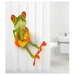 Duschvorhang Sanilo "Froggy", bunt (grün, orange, gelb), B:180cm H:200cm, Polyester, Duschvorhänge