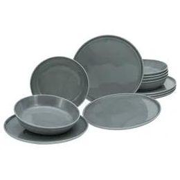 Tafelservice Creatable "Teller Set, Geschirr-Set Chef Collection" Geschirr-Sets Gr. 12 tlg., grau Suppenteller, Speiseteller, nordisches Design, 12 Teile für 6 Personen